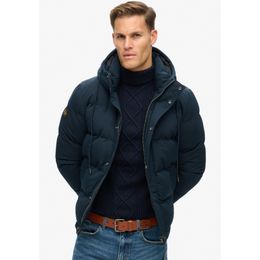 Superdry Herren Steppjacke "Everest Hooded Puffer Jacket", blau, Gr. M, unifarben, Web, Obermaterial: 100% Baumwolle, Jacken, Loose Fit, aus