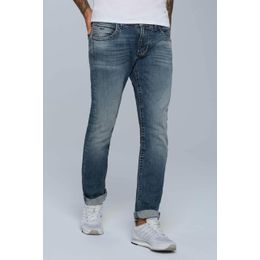 CAMP DAVID Herren Regular-fit-Jeans, blau, Gr. 38, Abriebeffekte, Denim/Jeans, Material: 96% Baumwolle, 3% Polyester, 1% Elasthan, Jeans, M&uuml;nztasche