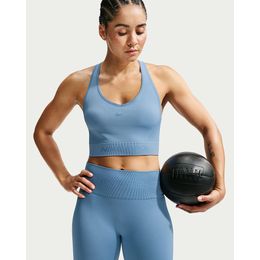 Nike Damen Tanktop "Nike Pro Seamless Women's Dri-FIT Cropped Tank Top", blau, Gr. L, unifarben, Trikot, Obermaterial: 46% Polyester, 39% Nylon, 15%