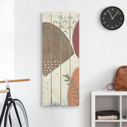 Bilderwelten Holzbild originell beige Abstrakt nat&uuml;rlicher Effekt - Karneval der Formen in Lachs II - Deko Wohnzimmer Schlafzimmer