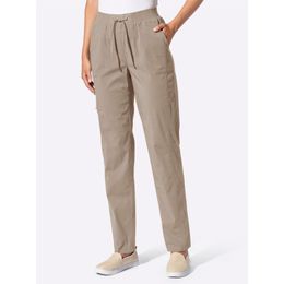 Casual Looks Damen Schlupfhose, beige, Gr. 20, unifarben, 98% Baumwolle, 2% Elasthan, Hosen