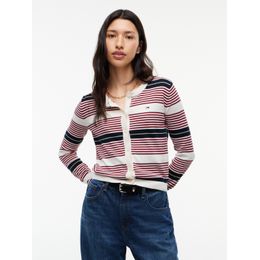 Tommy Jeans Damen Strickjacke "TJW ESSENTIAL CREW NECK CARDIGAN", bunt, Gr. M, gestreift, Strick, Obermaterial: 100% Baumwolle, Strickjacken,