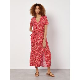 Apricot Damen Druckkleid "Ditsy Floral Decorative Button Dress", rot, Gr. 34, gebl&uuml;mt, Obermaterial: 100% Viskose CV., Kleider, mit Tallenbindeband