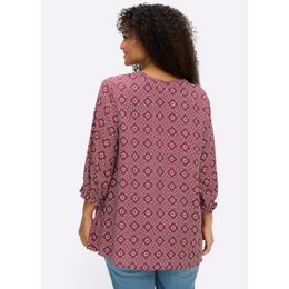 sheego Damen Longbluse, rot, Gr. 50, ethno, gemustert, 100% Viskose, Blusen