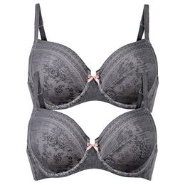 Anita Damen B&uuml;gel-BH "2er Pack B&uuml;gel BH Fleur", Gr. 75, grau, Spitze, Obermaterial: 87% Polyamid PA. 13% Elasthan EL., BHs