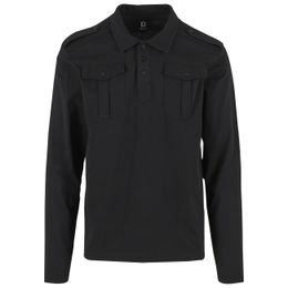 Brandit Herren Langarmshirt "Brandit Herren Jersey Poloshirt Willis longsleeve", schwarz, Gr. M, unifarben, 100% Baumwolle, Shirts