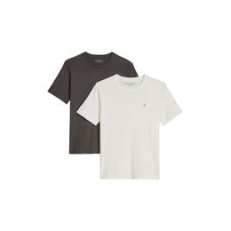 Marc O'Polo MARC O'POLO Herren T-Shirtdunkelgrau, wei&szlig;, Basic, Gr. M, Jersey, Obermaterial: 100% Baumwolle, Shirts