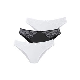 Damen Slip, PETITE FLEUR BY LASCANA, Gr. 40, schwarz-wei&szlig;, Microtouch, Obermaterial: 87% Polyamid, 13% Elasthan, Unterhosen, mit Spitzeneins&auml;tzen