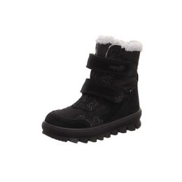 Superfit M&auml;dchen Winterboots "FLAVIA, WMS: mittel", Gr. 28, schwarz, Textil, Veloursleder, Glitzer, unifarben, Schuhe, Klettboots mit Glitzerdetails,