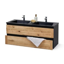 Tchibo - Doppelwaschtisch inkl. Mineralgusswaschbecken - 120,5x46x51,5cm - schwarz -