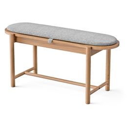 Tchibo - Massivholzbank mit Polster und Stauraum - 100x36x44cm - hellgrau -