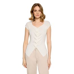 Cartoon Damen Strickjacke "Damen mit Raffung", wei&szlig;, Gr. 46, Obermaterial: 60% Viskose, 40% Polyester, Strickjacken