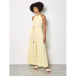 Apricot Damen Jumpsuit "Jumpsuit", gelb, Gr. 42, uni, gewebt, Obermaterial: 80% Viskose LENZING ECOVERO CV LenzEcov. 20% Leinen LI., Overalls, mit