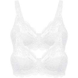 SuSa Damen B&uuml;gelloser BH "Latina", Gr. 85, wei&szlig;, Spitze, Obermaterial: 77% Polyamid, 15% Baumwolle, 8% Elasthan, BHs, zarte Spitze, atmungsaktiv,