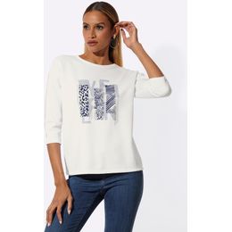 CR&Eacute;ATION L CREATION L Damen Sweatshirtecru, marine, bedruckt, Gr. 38, gemustert, unifarben, 50% Modal, 44% Polyester, 6% Elasthan, Sweatshirts