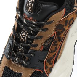 Buffalo Damen Plateausneaker "YUNO", Gr. 39leo, schwarz, Lederimitat, Textil, Schuhe, Chunky-Sneaker in Leo-Optik, Leichtgewicht