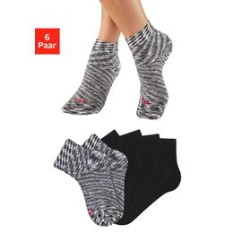H.I.S. H.I.S M&auml;dchen Kurzsocken, Gr. 35, schwarz-wei&szlig;, Baumwollmischung, Socken, unifarben und meliert in einer Packung