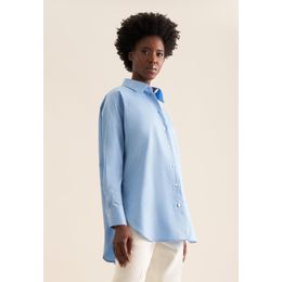 Seidensticker Damen Longbluse, blau, Gr. 38, unifarben, 100% Baumwolle, Blusen, 1/1 Kragen Uni