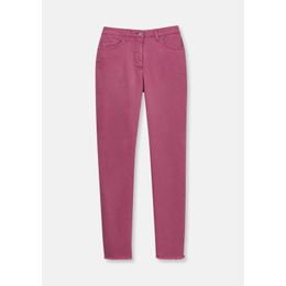 Madeleine Mode MADELEINE Damen Regular-fit-Jeans "Jeans Mid Waist Skinny-Hose mit Fransen", lila, Modern, Gr. 36, Obermaterial: 92% Baumwolle CO. 6% Polyester PES.