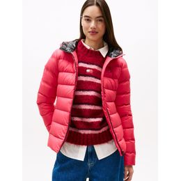 Tommy Jeans Damen Steppjacke "TJW SLIM HOOD PRNT DOWN JCKT EXT", rosa, Gr. XXXL, unifarben mit Farbeins&auml;tzen, Web, Obermaterial: 100% Polyester,
