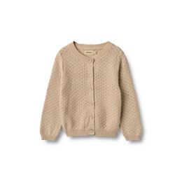 Wheat M&auml;dchen Strickjacke "Wheat Knit Cardigan Magnella", beige, Gr. 104, unifarben, 100% Baumwolle (Bio), Strickjacken