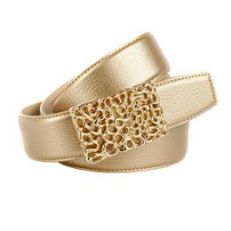Anthoni Crown Damen Lederg&uuml;rtel, gold, Gr. 95, unifarben, Leder, G&uuml;rtel, mit gl&auml;nzender, filigraner, goldfarbener Schlie&szlig;e