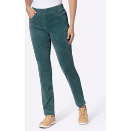 Classic Basics Damen Cordhose, gr&uuml;n, Gr. 44, unifarben, 85% Polyester, 12% Polyamid, 3% Elasthan, Hosen