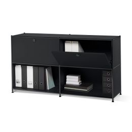 Tchibo - Sideboard Metall &raquo;Cn3&laquo; mit 2 versetzbaren Klappenf&auml;chern - 152x40x82,5cm - schwarz -
