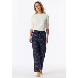 Schiesser Damen Pyjamahose "Mix + Relax", Gr. 46, blau, Single Jersey, Obermaterial: 95% Baumwolle, 5% Elasthan, Hosen, Cotton-Mix, Gummizug,