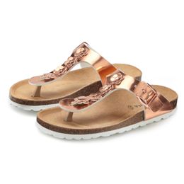 Lascana Damen Zehentrenner "Sandale, Pantolette, offener Schuh, Sommerschuh", Gr. 37, rosa, Obermaterial: 100% Lederimitat. Decksohle: 100%