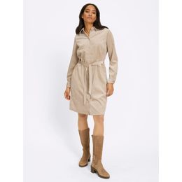 Heine Damen Hemdblusenkleid "Cord-Kleid", beige, Gr. 50, unifarben, 90% Polyester, 7% Polyamid, 3% Elasthan, Kleider