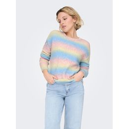 Only Damen Strickpullover "ONLFRIDA LS O-NECK EX KNT", bunt, Gr. L, gemustert, Strick, Obermaterial: 44% Polyester, 35% Polyacryl, 9% Nylon, 8%