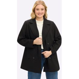 sheego Damen Cabanjacke, schwarz, Gr. 54, unifarben, 90% Polyester, 10% Wolle, Einsatz:100% Polyester, Wattierung:100% Polyester, Jacken