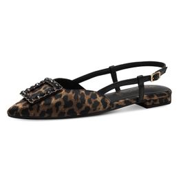 Tamaris Damen Slingpumps, Gr. 38, braun, Lederimitat, Textil, Schuhe, Blockabsatz, Sommerschuh mit schickem Schmuckelement