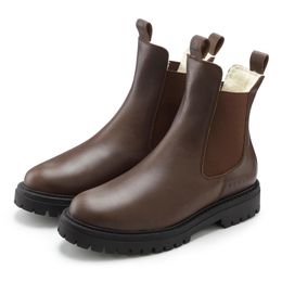 ELBSAND Damen Stiefelette "Chelseaboots, Stiefel, Boots, Winterstiefel, Schlupfstiefel", Gr. 39, braun, Obermaterial: 100% Rindsleder. Decksohle: