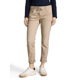 Tom Tailor Damen 7/8-Hose "Tom Tailor Tapered", beige, Gr. 40, Web, Obermaterial: 92% Baumwolle, 5% Polyester, 3% Elasthan. Futter: 100% Baumwolle,