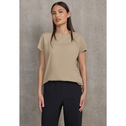 Damen T-Shirt, grau, Gr. 34, STREET ONE STUDIO, unifarben, Web, 100% Baumwolle, Shirts, aus reiner Baumwolle