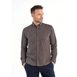 Bison Herren Langarmhemd "Freizeithemd (Langarm) Regular Fit", braun, Gr. L, Obermaterial: 99% Baumwolle, 1% Elasthan, Hemden