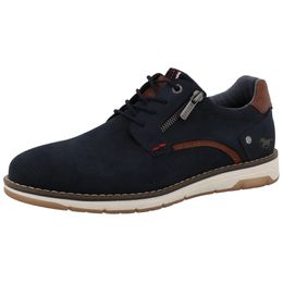 Mustang Shoes Herren Sneaker "Agnese", Gr. 48, blau, Velourslederimitat, Schuhe, Freizeitschuh, Halbschuh, Schn&uuml;rschuh mit Kontrastbesatz