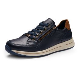 Ara Damen Keilsneaker "OSAKA", Gr. 5,5, blau, Glattleder, Veloursleder, unifarben mit Farbeinsatz, Schuhe, Freizeitschuh, Halbschuh, Schn&uuml;rschuh in
