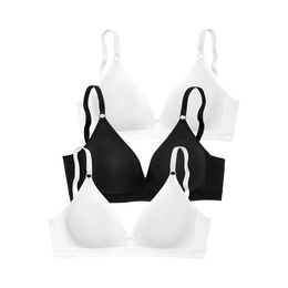 PETITE FLEUR BY LASCANA Bralette-BH ', BH ohne B&uuml;gel, Triangel-BH, Baumwoll-BH, Soft-BH' 2xwei&szlig;+1xschwarz Gr. 75C. Ohne B&uuml;gel. Nachhaltig.