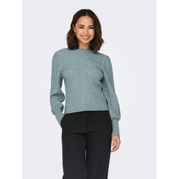 Only Damen Rundhalspullover "ONLKATIA LS STRUC PUFF ONECK CC KNT", blau, Gr. L, meliert, Strick, Obermaterial: 50% Viskose, 27% Nylon, 23% Polyester,