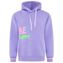 Zwillingsherz Damen Hoodie ""Be Happy"", lila, Gr. S, Sweatware, Obermaterial: 50% Baumwolle, 50% Polyester, Sweatshirts, gestreifte B&uuml;ndchen,