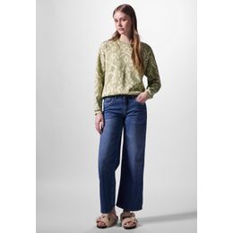 Damen Langarmshirt, gr&uuml;n, Gr. 46, STREET ONE STUDIO, gemustert, Stoff, 49% Polyester, 43% Viskose, 8% Elasthan, Shirts, aus elastischem Materialmix