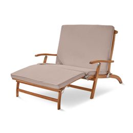 Tchibo - Doubledeckchair mit abnehmbarem Fu&szlig;teil - 120x136x73,5cm - akazie -