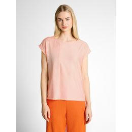 Damen Rundhalsshirt, rosa, Gr. M, Tom Tailor Denim, geringelt, gestreift, Web, Obermaterial: 58% Viskose, 38% Polyester, 4% Elasthan, Shirts,