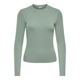 Only Damen Langarmshirt "ONLRILEY O-NECK L/S TOP JRS", gr&uuml;n, Gr. M, unifarben, Jersey, Obermaterial: 96% Baumwolle, 4% Elasthan, Shirts,