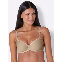 Viania Damen T-Shirt-BH, Gr. 100, beige, 65% Polyamid, 28% Polyester, 7% Elasthan, BHs