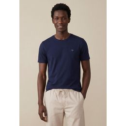 Fynch-Hatton Herren T-Shirt "Fynch-Hatton Basic T-Shirt", blau, Gr. S, bestickt, unifarben, Single Jersey, Obermaterial: 100% Baumwolle, Shirts,