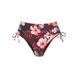 Lascana Damen Highwaist-Bikini-Hose "Loria", blau, Gr. 48, bedruckt, gebl&uuml;mt, Recycling-Polyamid, Badehosen, mit Shaping-Effekt